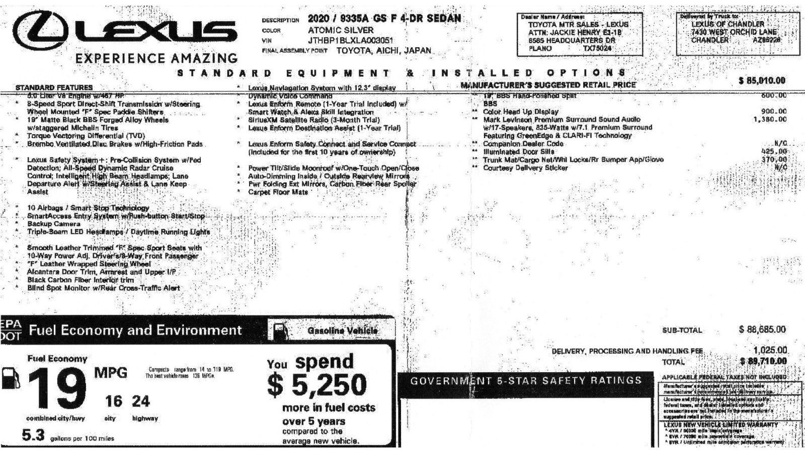 2020 Lexus GS F Sport Sedan: A Close Look | Clublexus