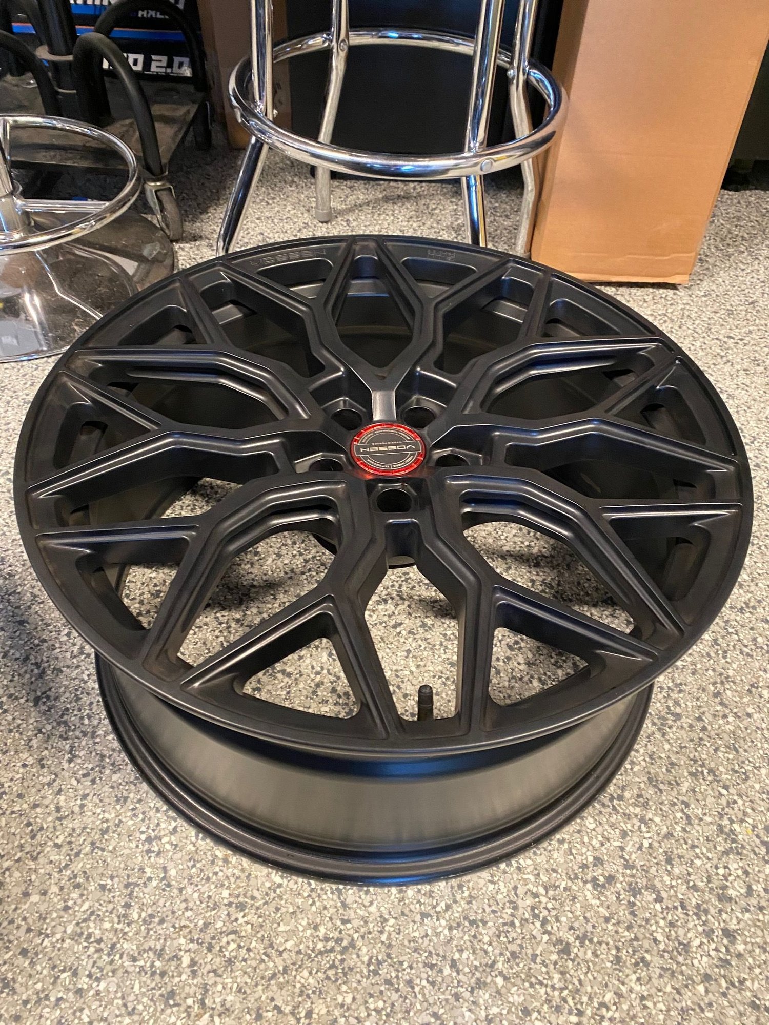 21" VOSSEN HF2 WHEELS IN SATIN BLACK W/UPGRADED CENTER CAPS AND SPACERS ...