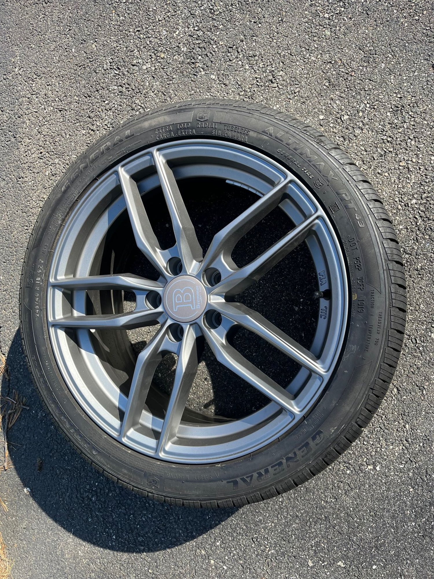 18x8 Bremmer Kraft BR16 MT Titan wheel with General Altimax RT43 245 ...