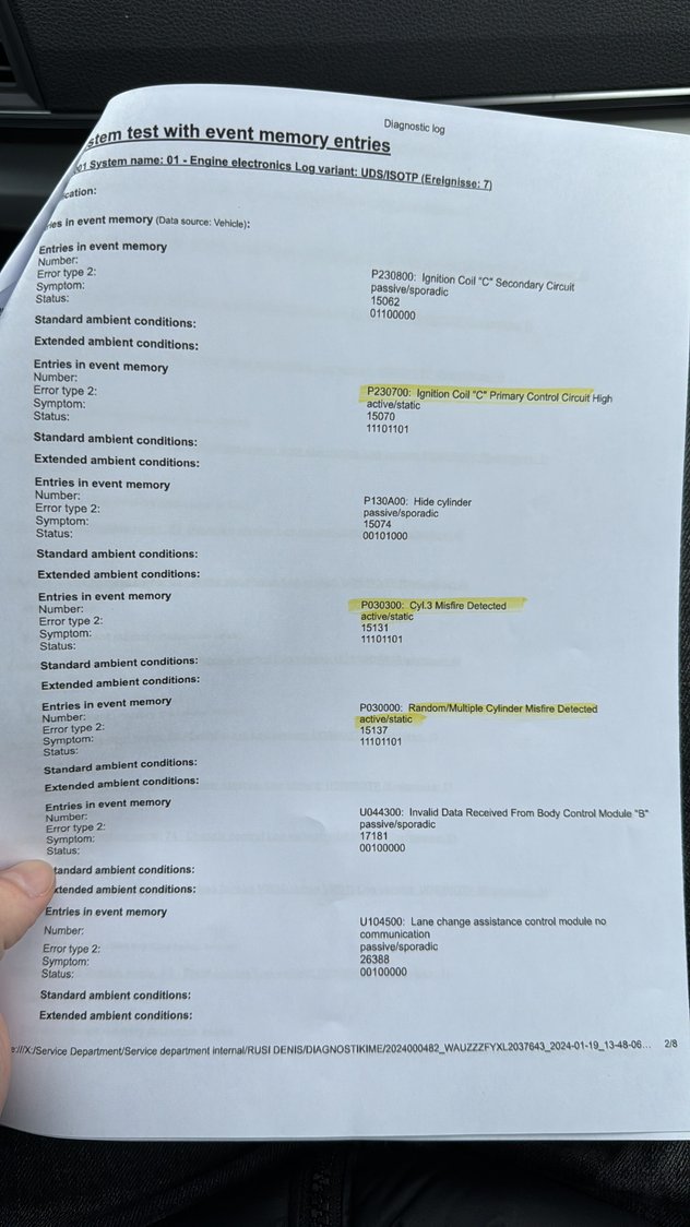 2020 Q5 TFSIe P030300 Cylinder 3 Misfire - AudiWorld Forums