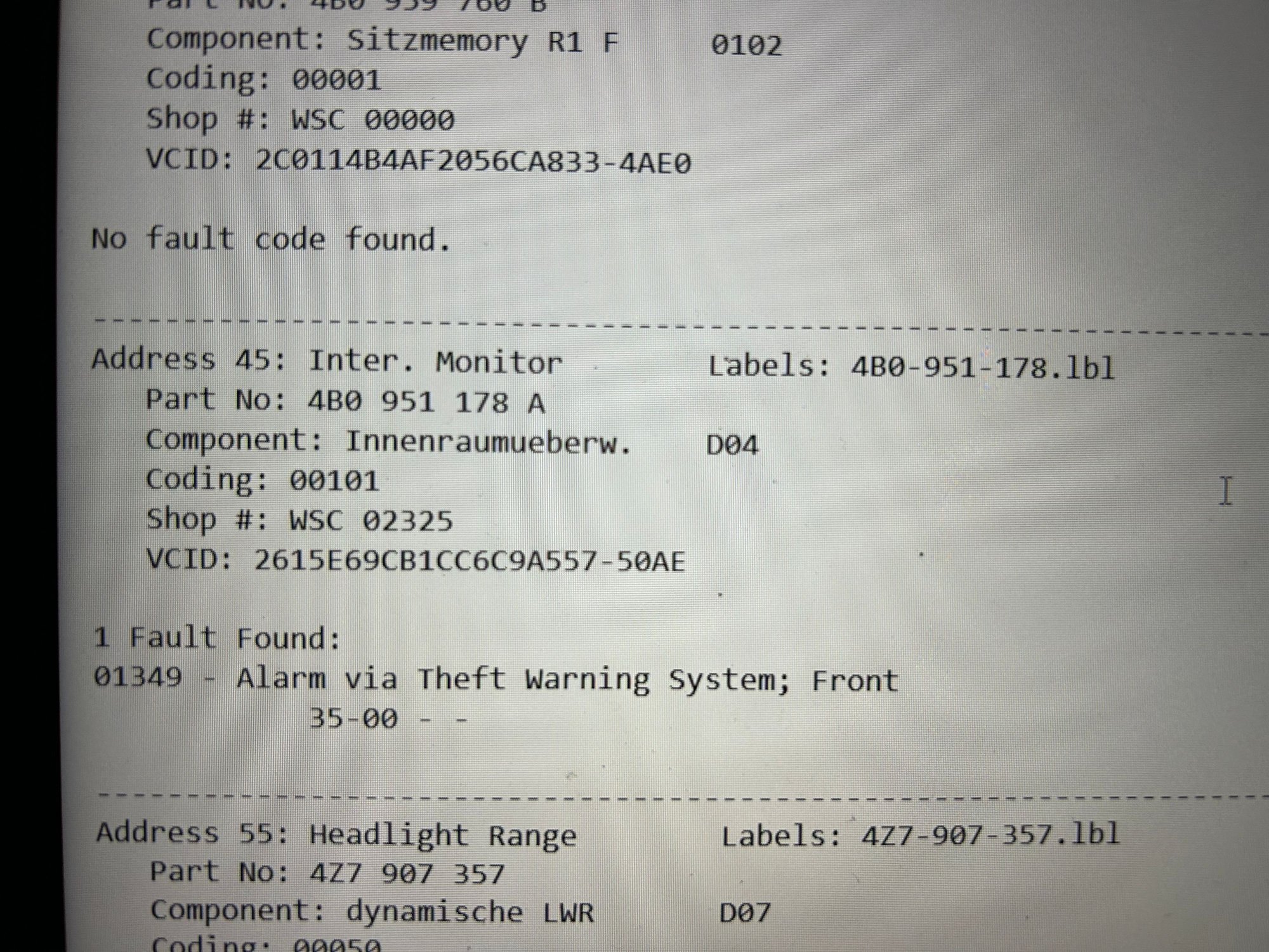 VCDS codes - AudiWorld Forums