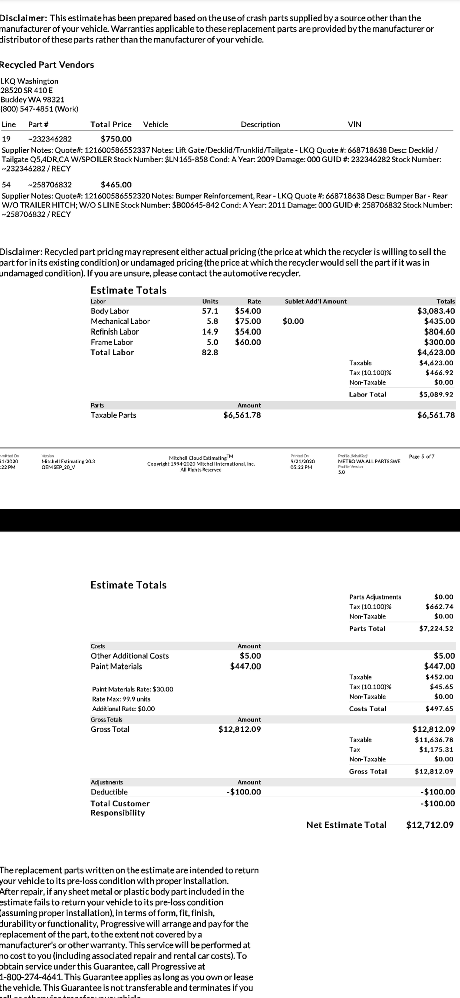 My friend rear ended a Q5, need input on invoice billed. - AudiWorld Forums