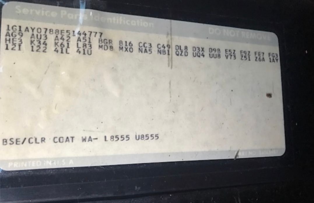 RPO codes - CorvetteForum - Chevrolet Corvette Forum Discussion