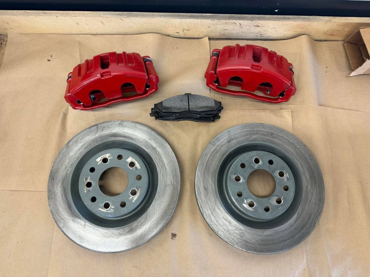 FS (For Sale) C6 Base Front Brakes - Red Calipers, Rotors, Brackets ...