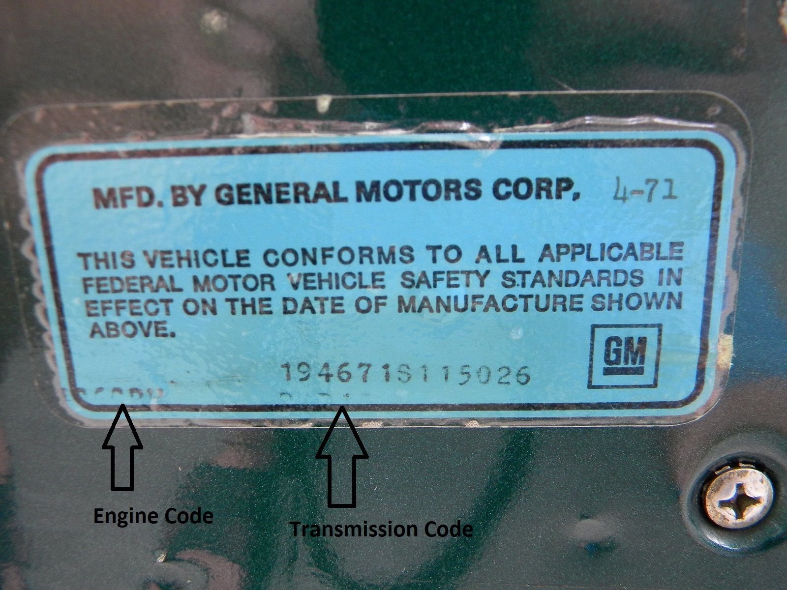 Door end cap VIN sticker - when did they first appear? - CorvetteForum ...