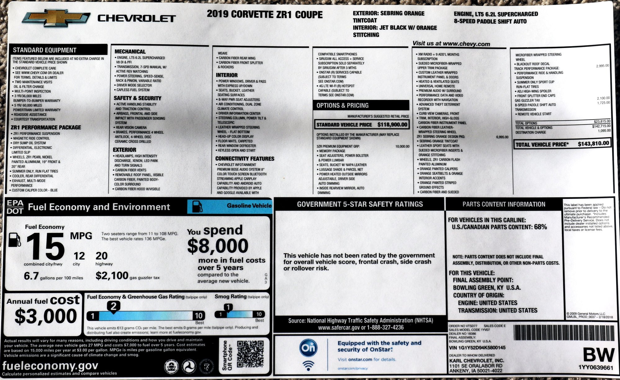 Window sticker - CorvetteForum - Chevrolet Corvette Forum Discussion