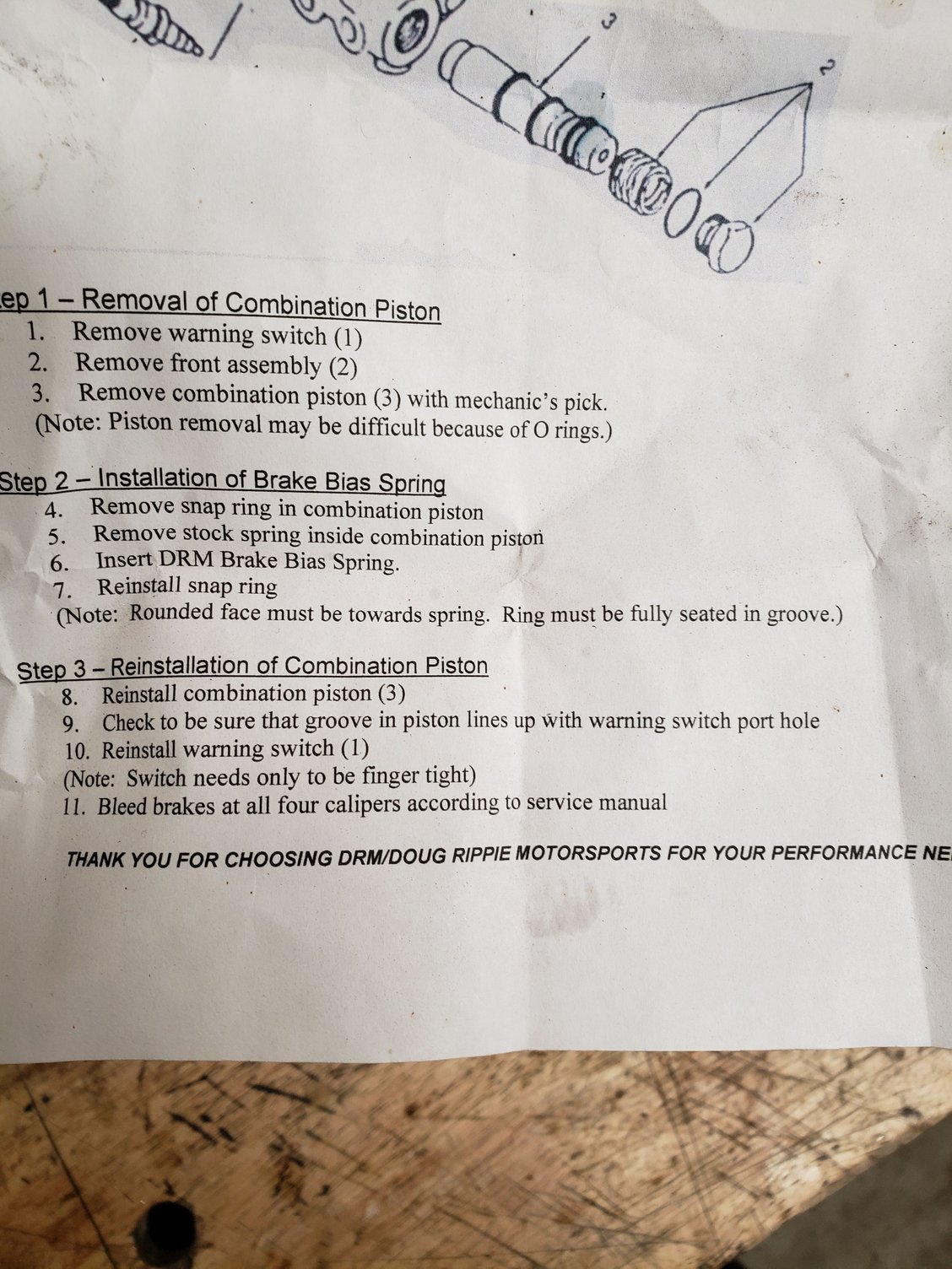 Doug Rippie Brake Bias Spring Leak Pressure Warning Switch Groove ...