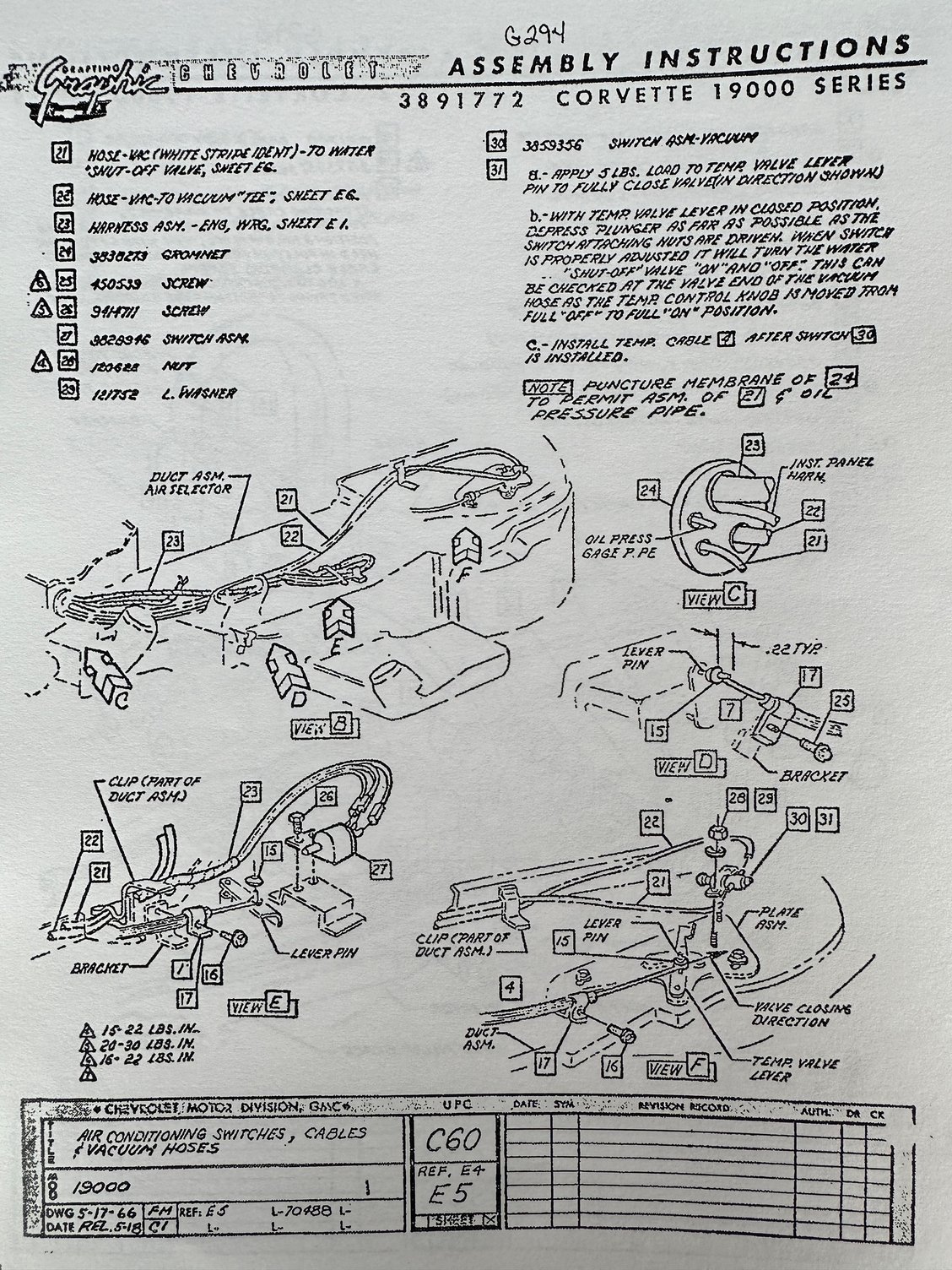 C2 Heater AC Control Assembly Cable Diagram -67' 427 Coupe ...