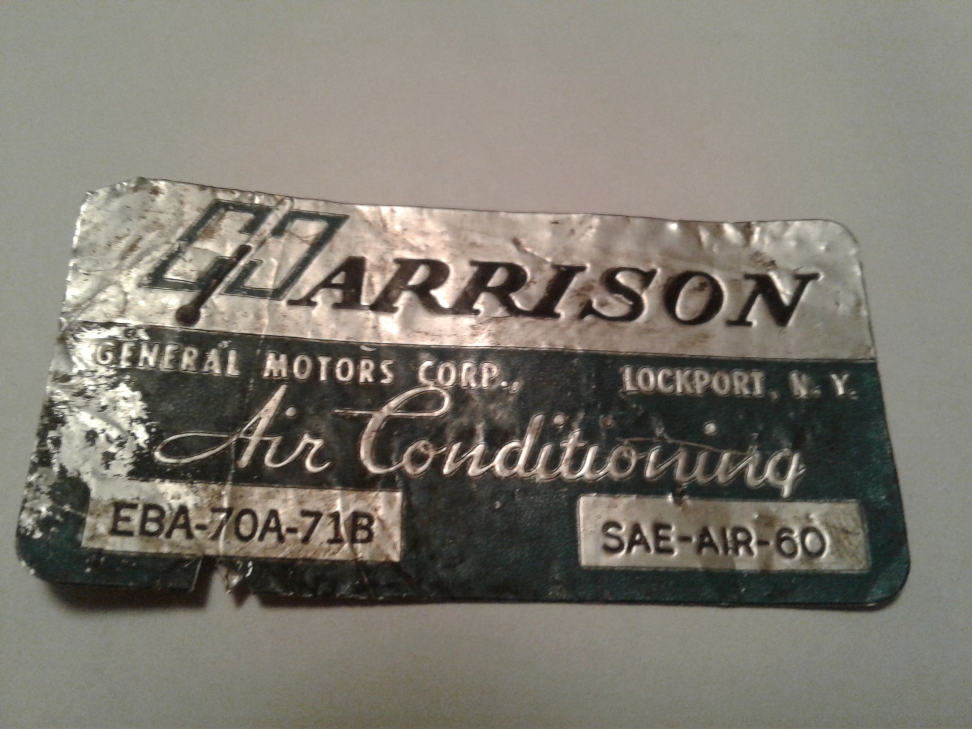 Need photo of Harrison decal on AC evaporator box - CorvetteForum ...