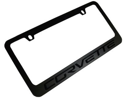 2005-2013 C6 Corvette License Plate Frame - Blackout out frame W Black ...