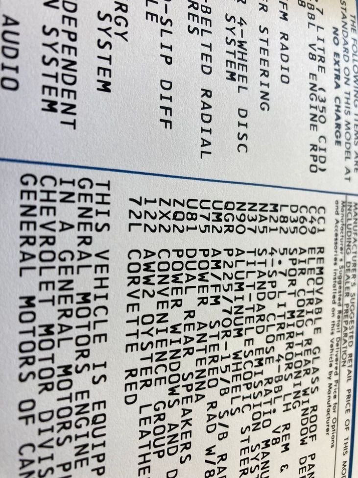 Reproduction window sticker recommendations - CorvetteForum - Chevrolet ...