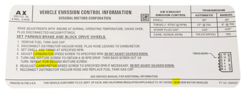 1970 LT-1 Emissions Decal - CorvetteForum - Chevrolet Corvette Forum ...