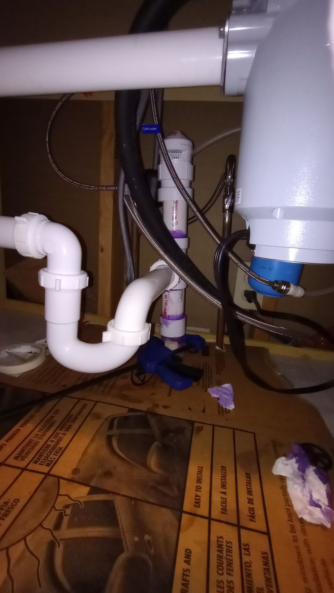 Under the kitchen sink S-Trap, plumbing, drain and AAV install ...