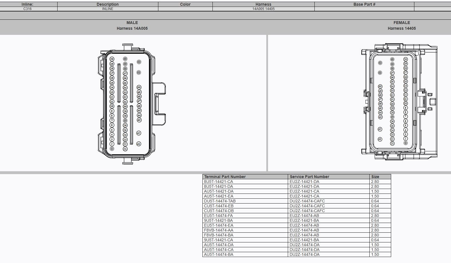 C316 Connector Part Numbers - Ford F150 Forum - Community of Ford Truck Fans