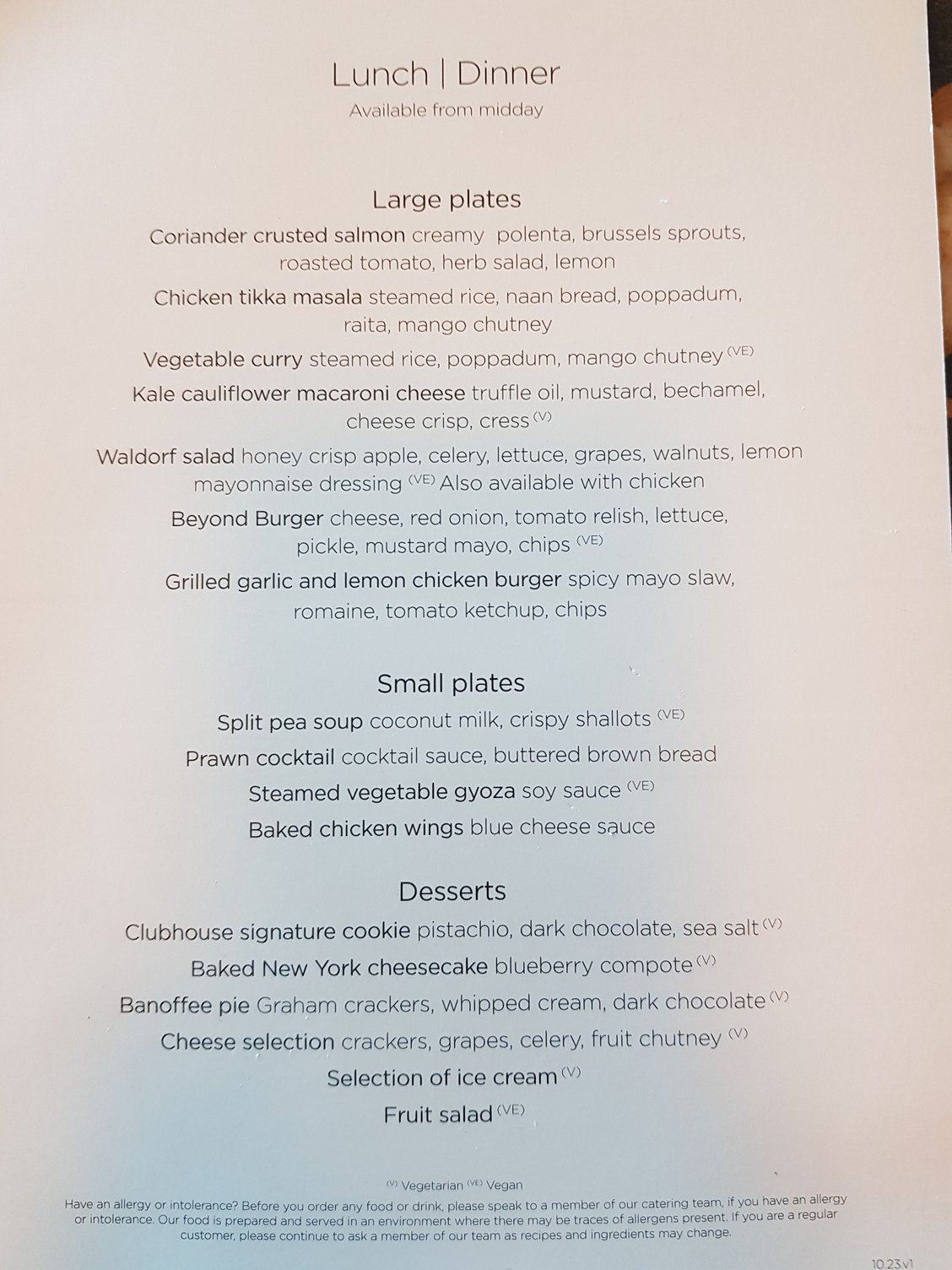 VS Clubhouse Menus - FlyerTalk Forums