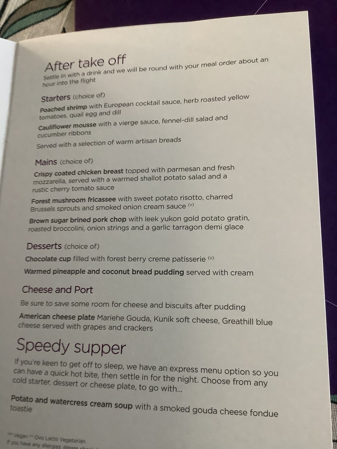 Current Upper Class menu? - FlyerTalk Forums