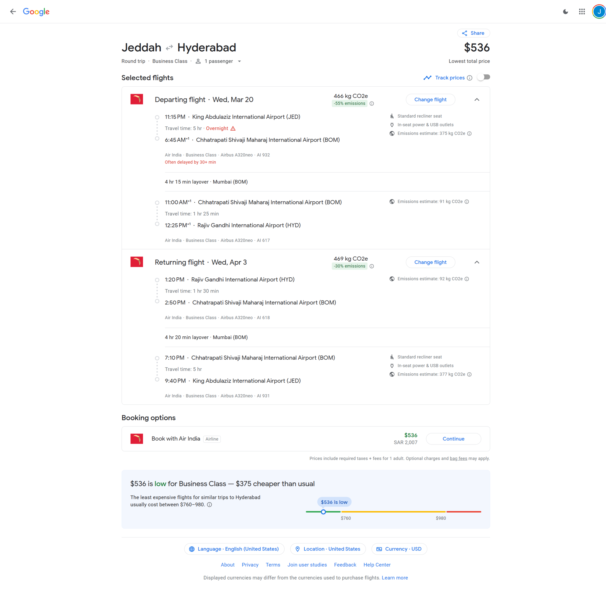AI - MAA-RUH - 37644 INR / $454 r/t - Business - FlyerTalk Forums