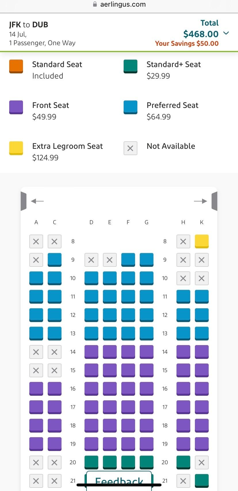 Aer Lingus EI seat maps and availability on ExpertFlyer - FlyerTalk Forums