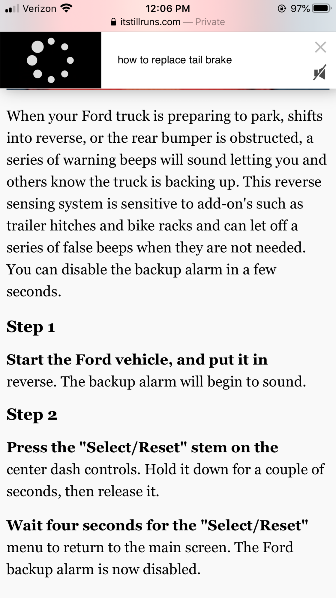 Exterior OEM Back Up Alarm and interior Reverse Aid Sensor beeping on ...