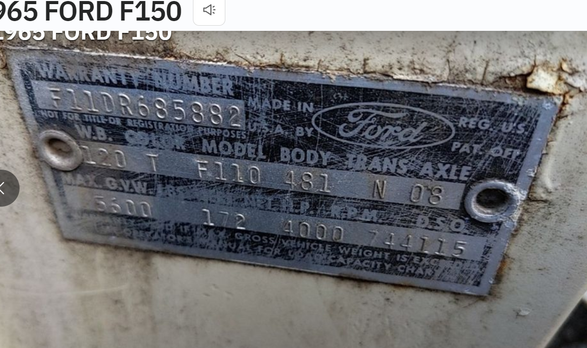 how do i decode my1965 ford f-100 VIN tag? - Ford Truck Enthusiasts Forums