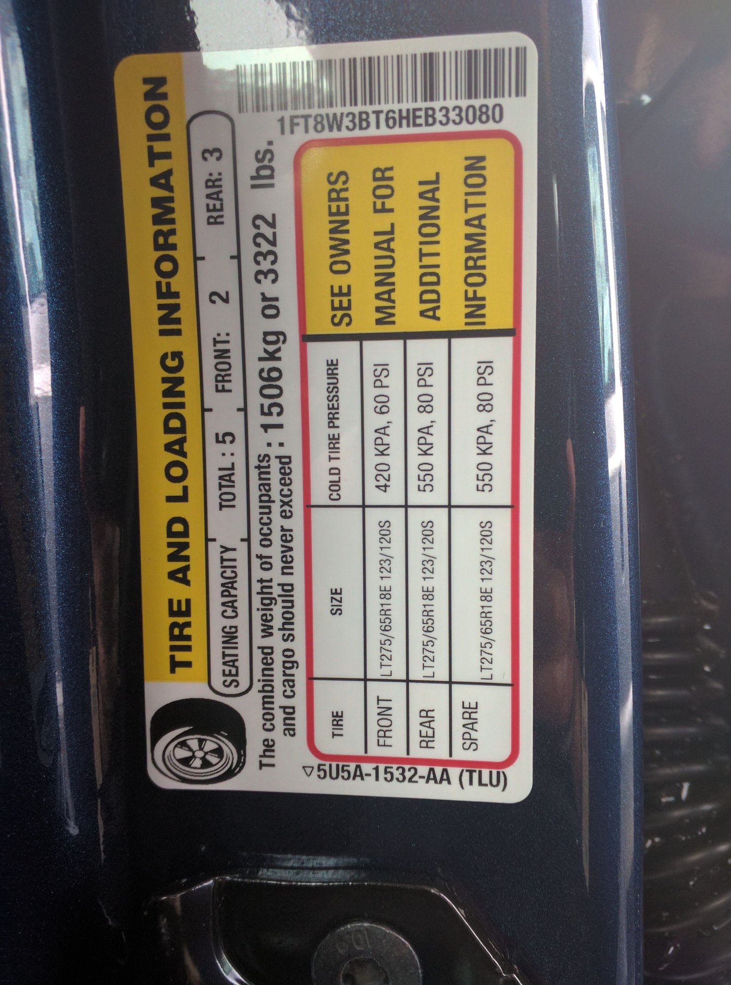 Payload Sticker for 2017 F350 CCLB 4x4 ...#3322 - Ford Truck ...