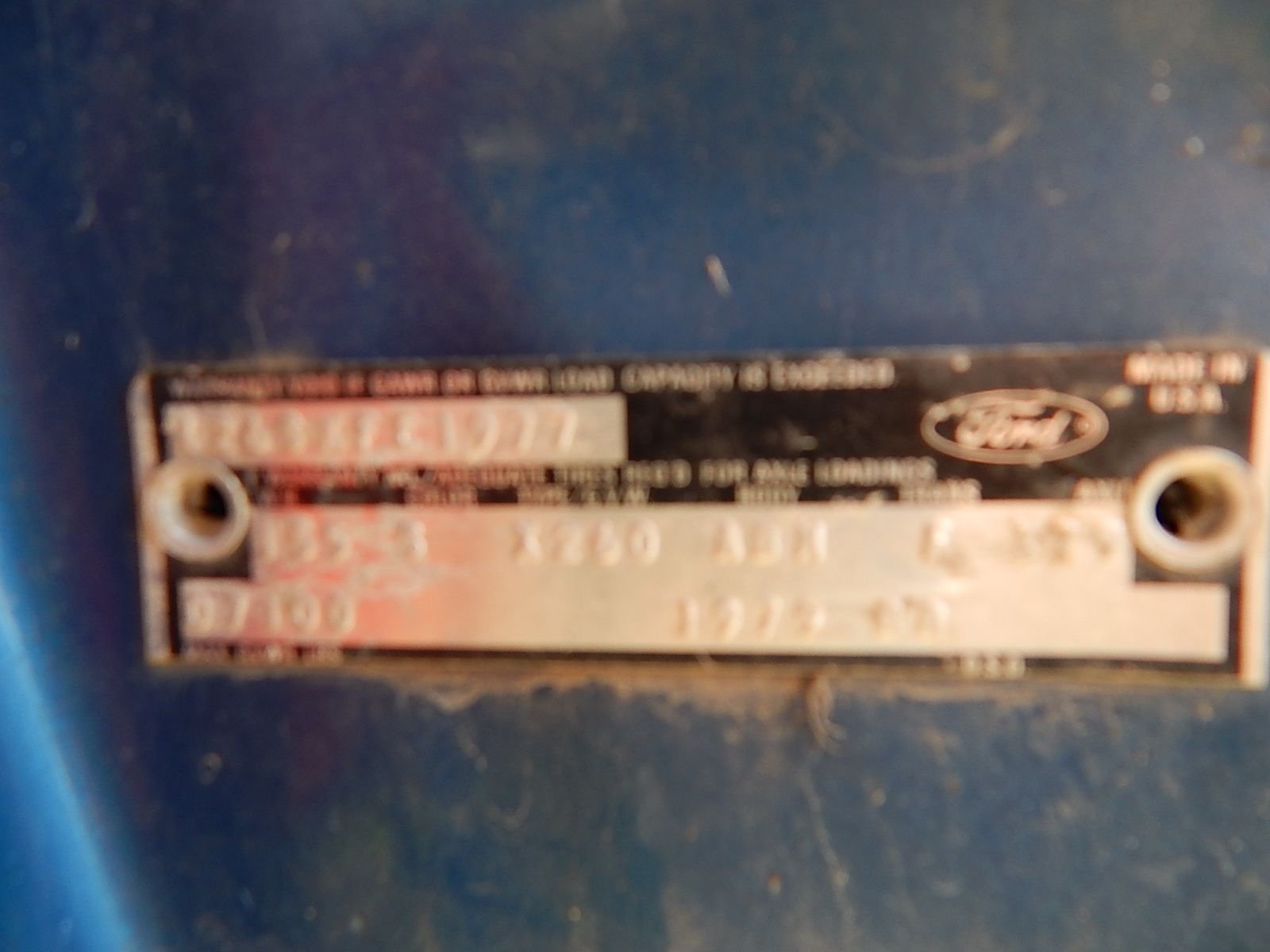 Vin / Chassis label and alloy plate Gen 3 van - Ford Truck Enthusiasts ...