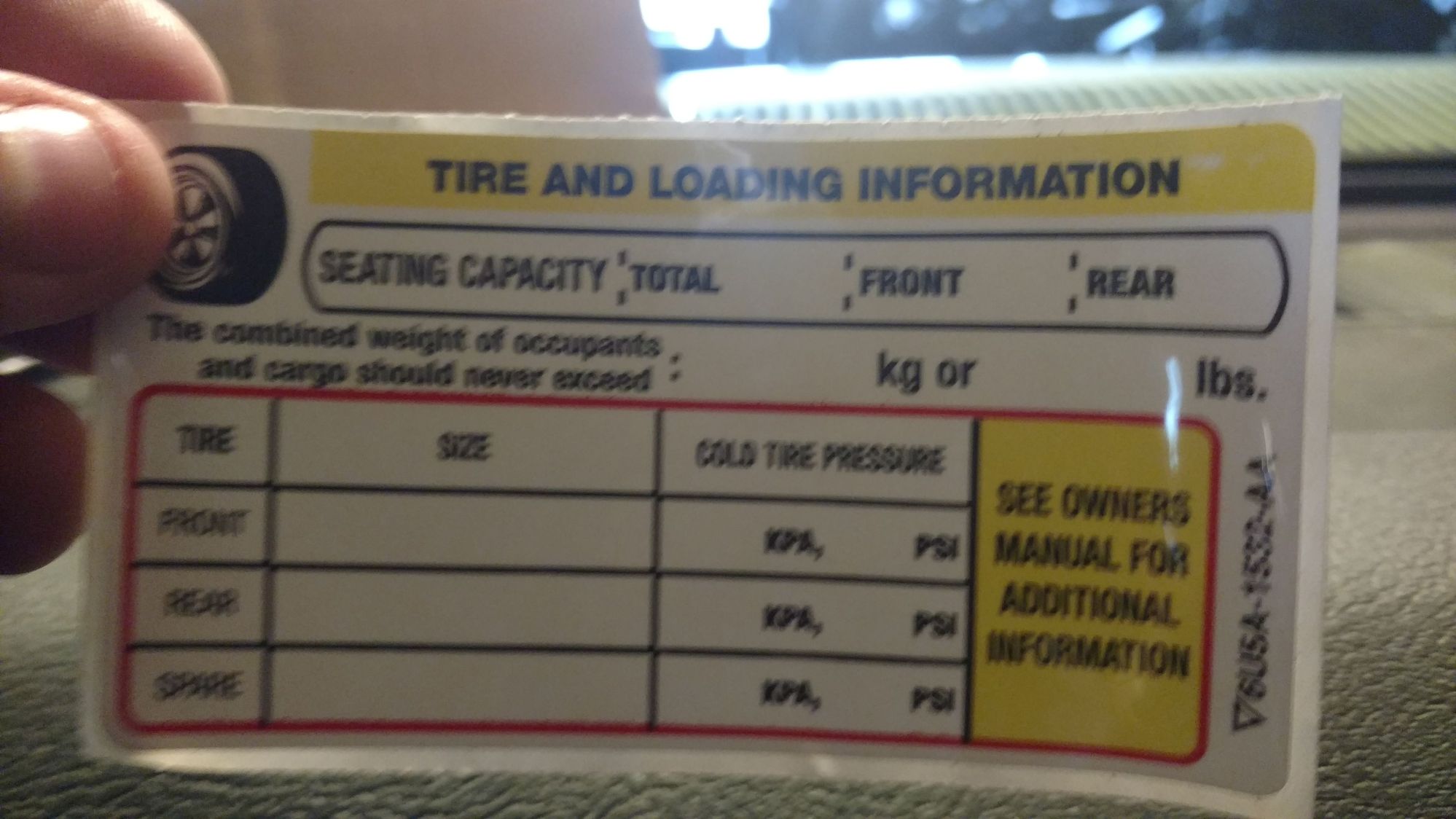 Blank Tire and Loading Information Stickers - Ford Truck Enthusiasts Forums