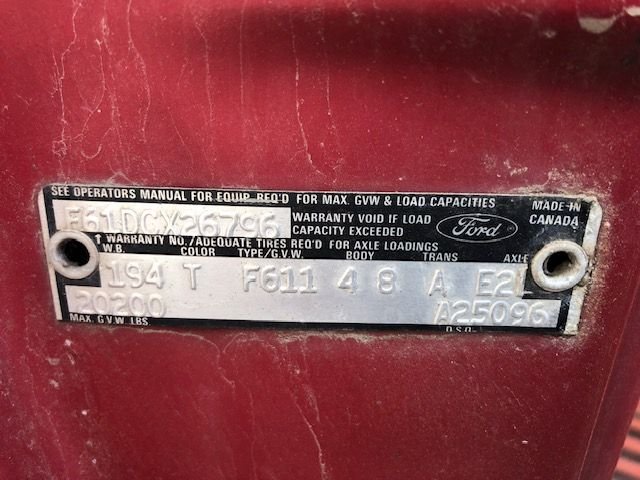 Canadian F600 VIN decode - Ford Truck Enthusiasts Forums