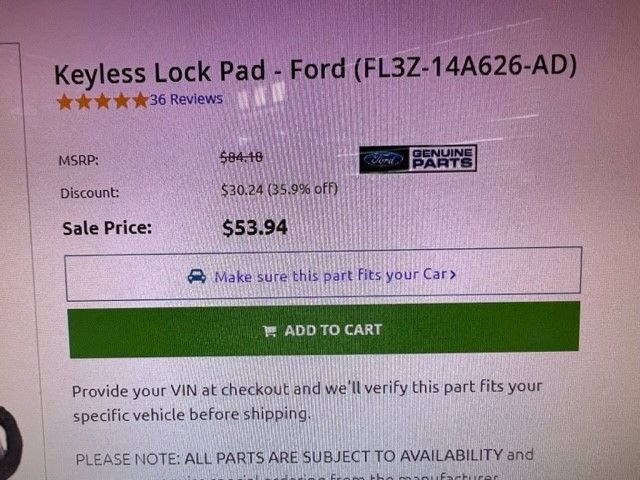 2018 Keyless Lock Pad - Ford Truck Enthusiasts Forums