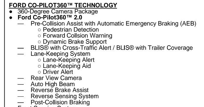 Ford Co-Pilot 360+ 2.0, Lariat Ultimate Package - Ford Truck ...
