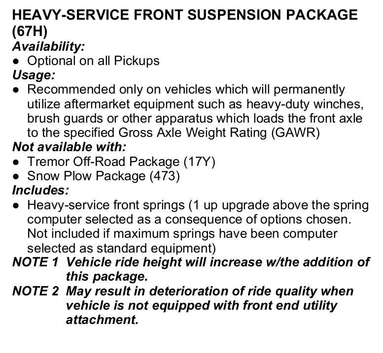 Heavy Service Front Suspension Package (67H) questions - Ford Truck ...