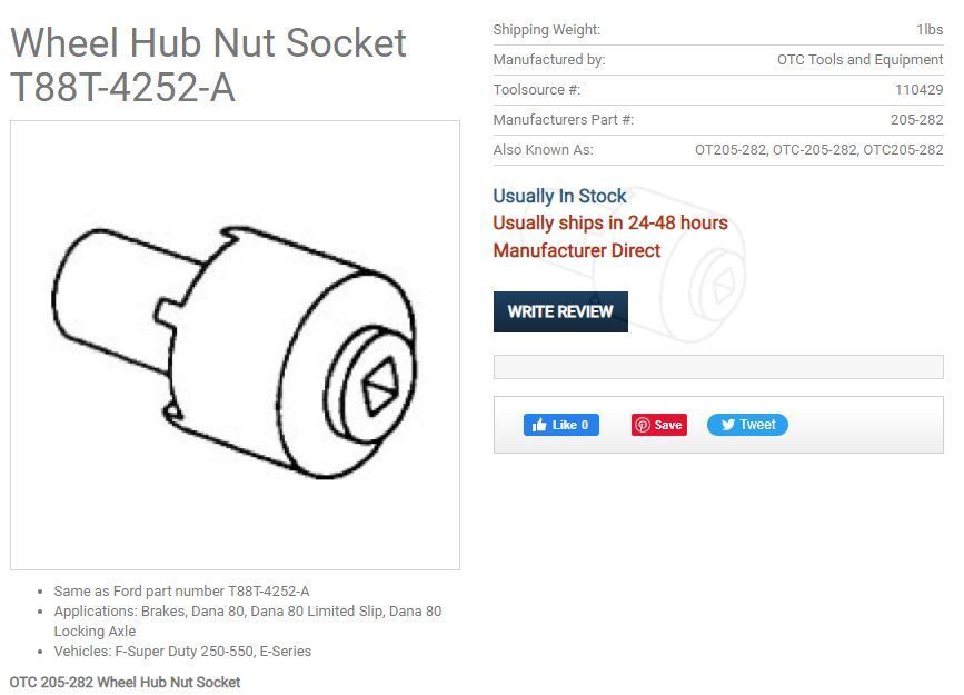 F-450 rear hub nut socket - Ford Truck Enthusiasts Forums