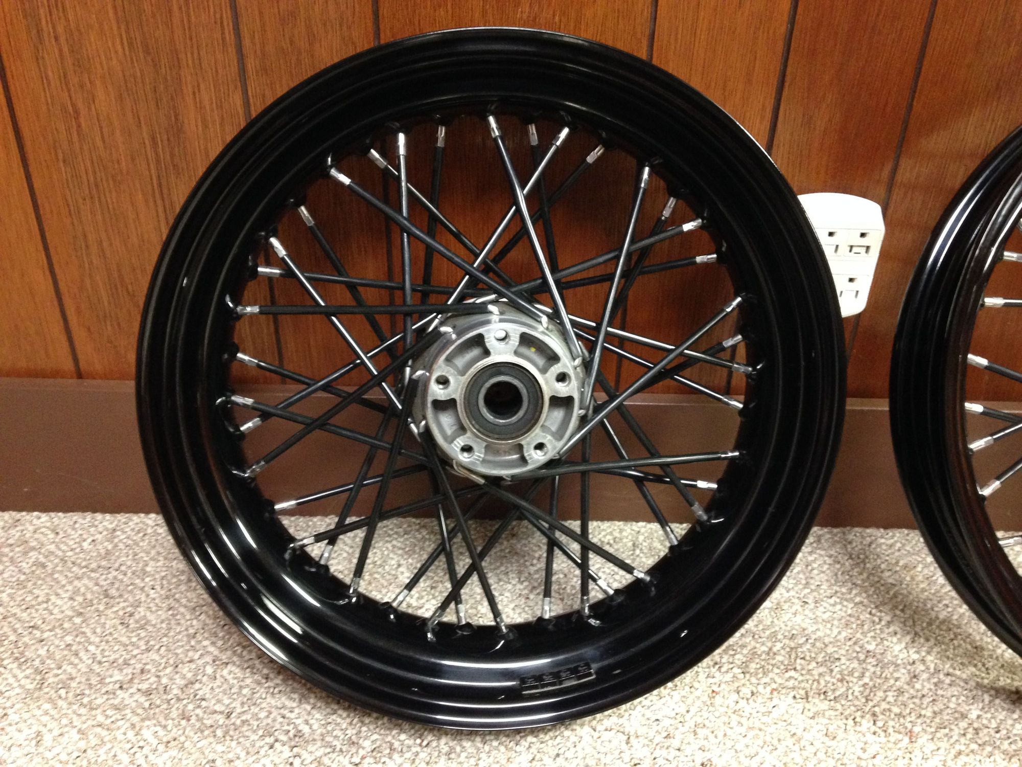 OEM Black Dyna Street Bob FXDB Stock Front Rear 40 Spoke Steel Laced ...