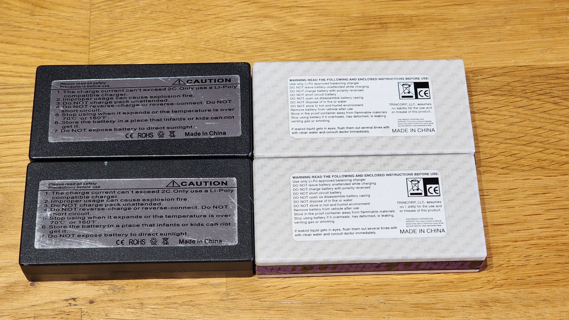 Two Trinity 6500 & Two Team New Wave 7000 1S 3.7v Lipo batteries Pan ...